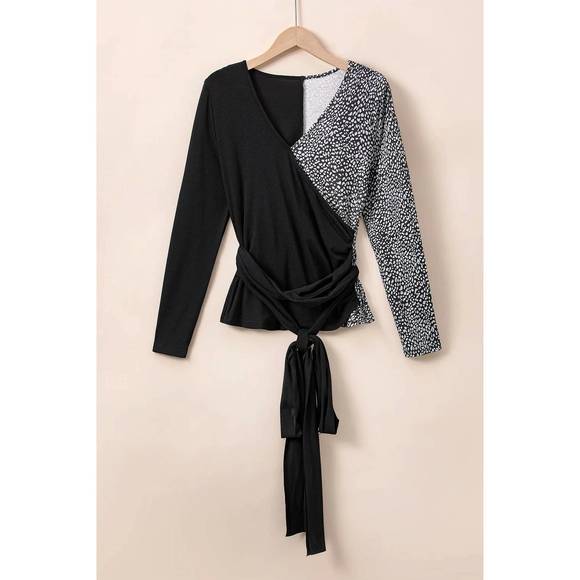 DEAR LOVER | Tops | New Dear Lover Contrast Printed Tie Side Wrapped ...